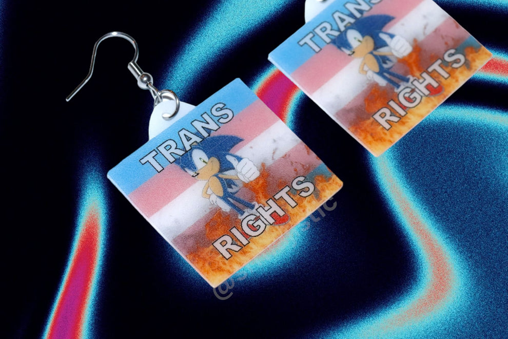 Sonic the Hedgehog Flaming Pride Flag Handmade Earrings! – Sam Makes Things