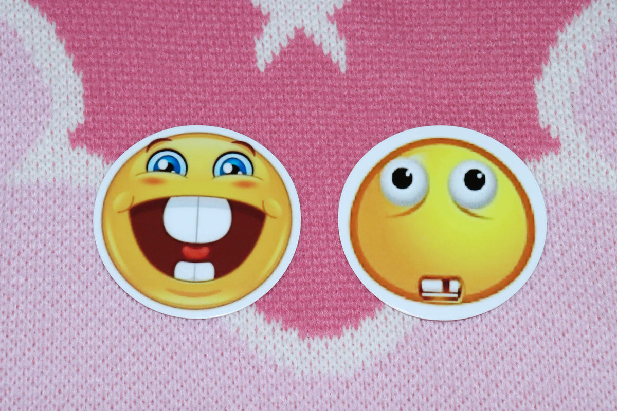 Buck Teeth Happy and Sad Emoji Meme Bumper Stickers – Sam Makes Things