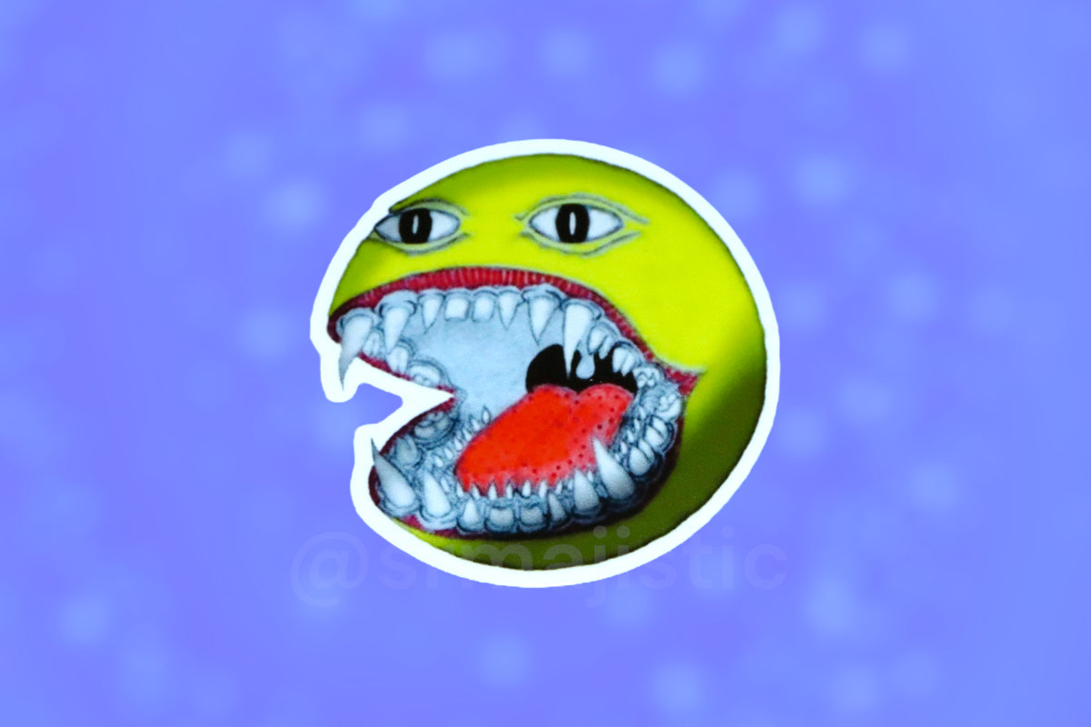 Evil Barking Fanged Emoji Meme Bumper Sticker – Sam Makes Things