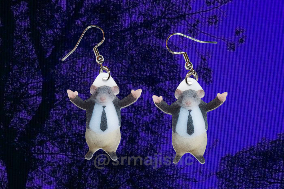 Mr. Chedda Mouse Wearing Suit Meme Funny Handmade Earrings! – Sam Makes ...