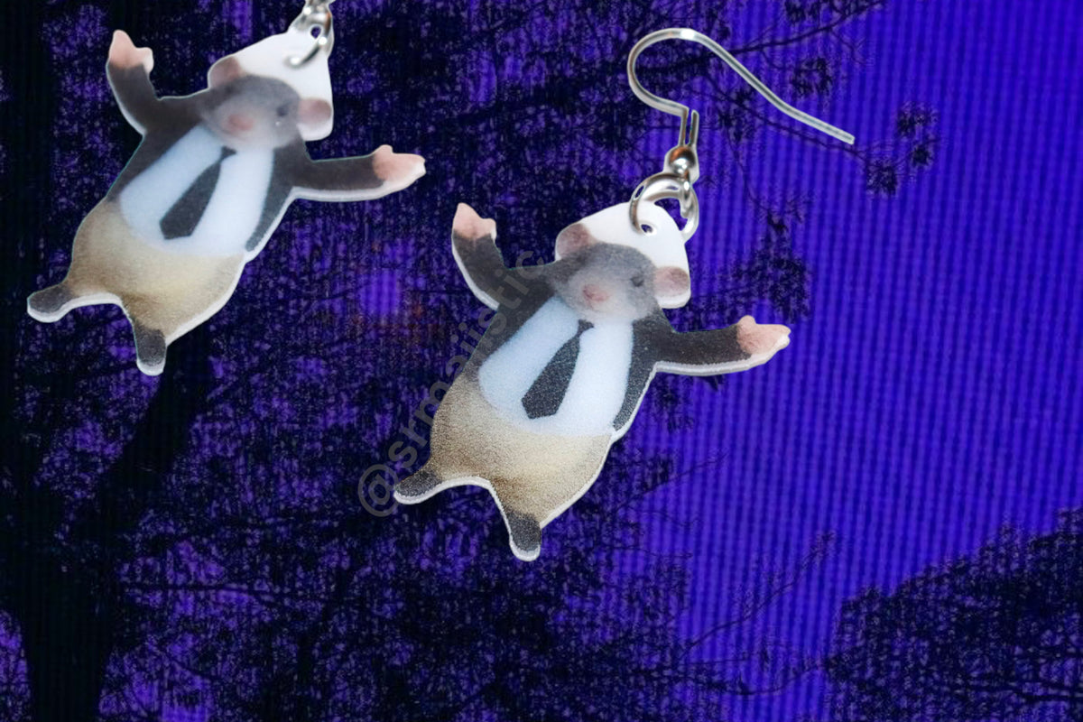 Mr. Chedda Mouse Wearing Suit Meme Funny Handmade Earrings! – Sam Makes ...