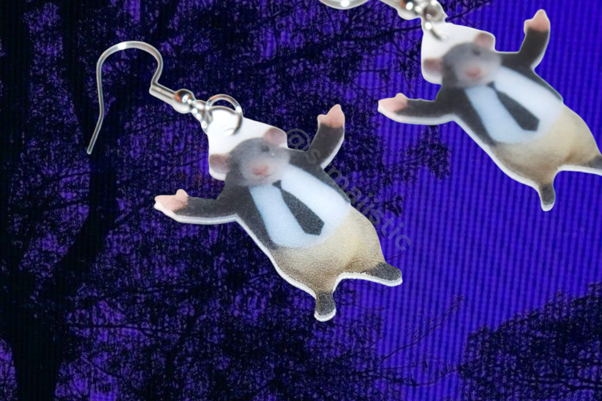 Mr. Chedda Mouse Wearing Suit Meme Funny Handmade Earrings! – Sam Makes ...