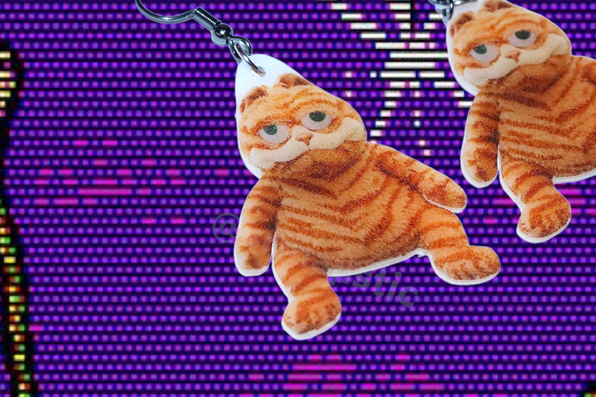 Ugly Stuffed Garfield Gorfield Character 2D Handmade Earrings! – Sam ...